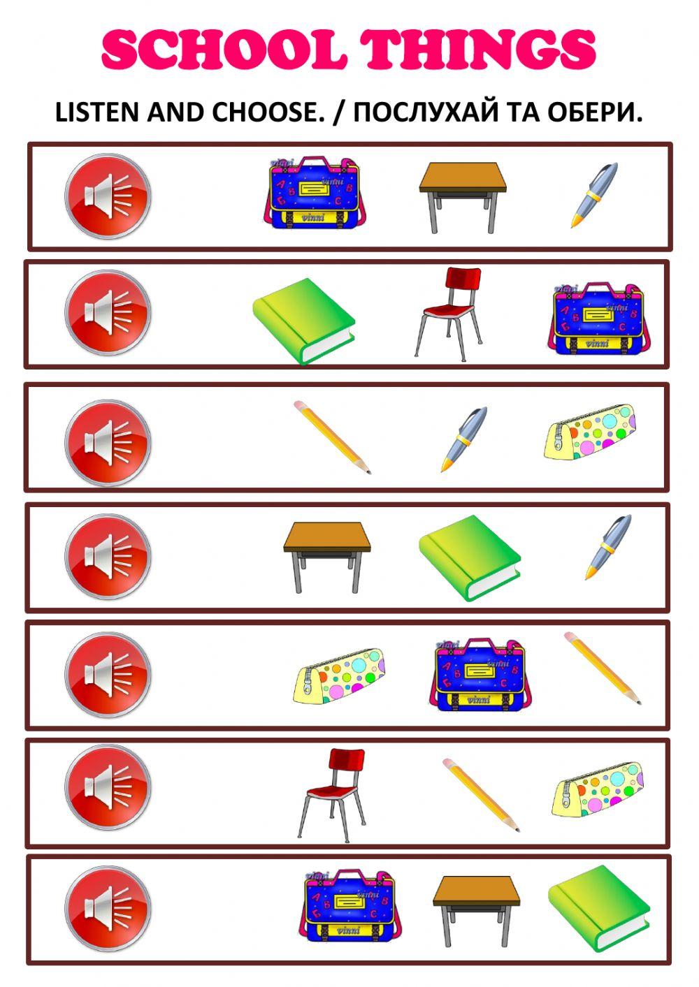 478386 | School things | Vera Ilves | LiveWorksheets