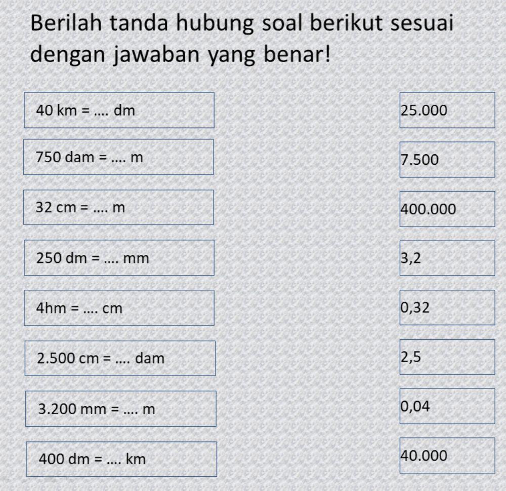 Latihan Matematika Satuan Panjang worksheet | Live Worksheets
