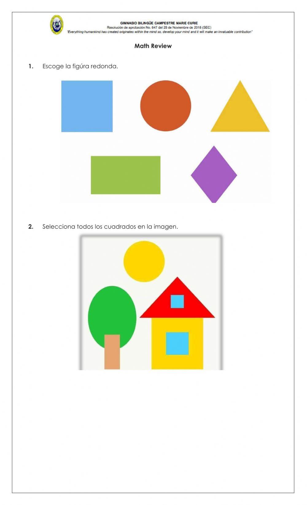 Math review K worksheet | Live Worksheets