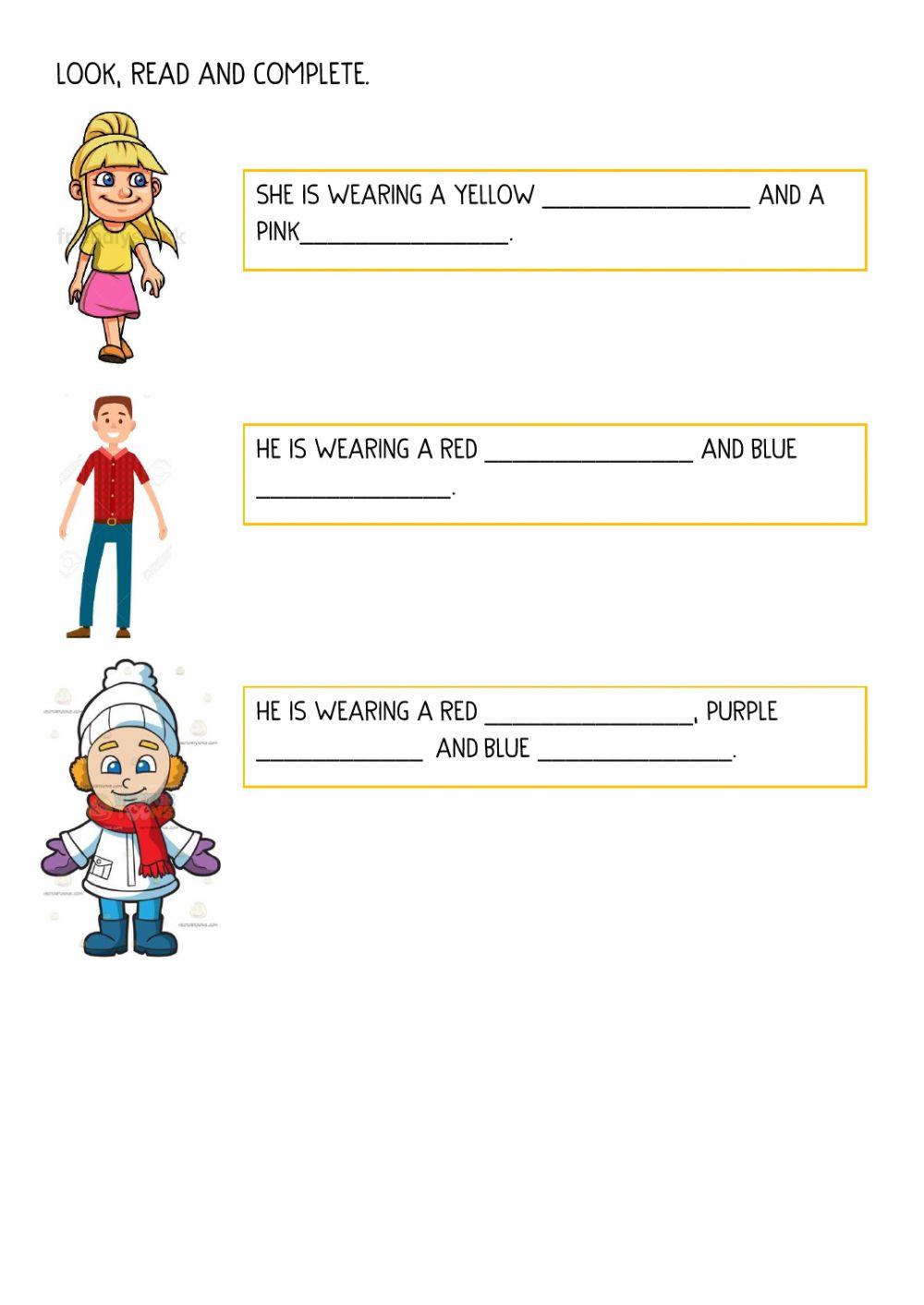 What are they wearing? online practice | Live Worksheets