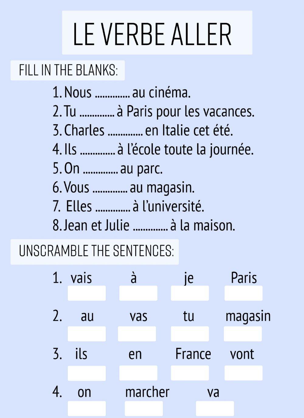 aller | Free Interactive Worksheets | 4394966