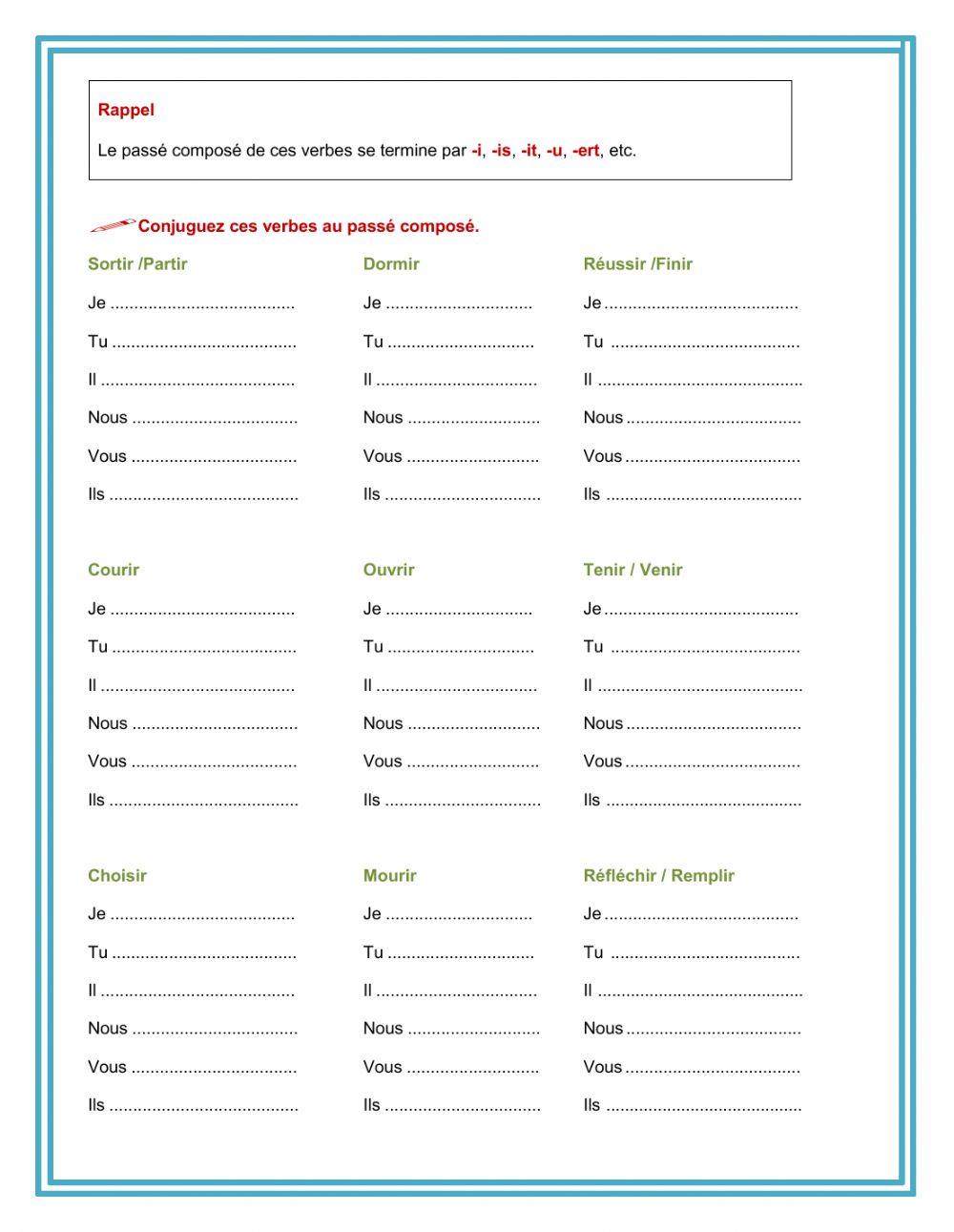 LE PASSÉ COMPOSE online exercise for | Live Worksheets