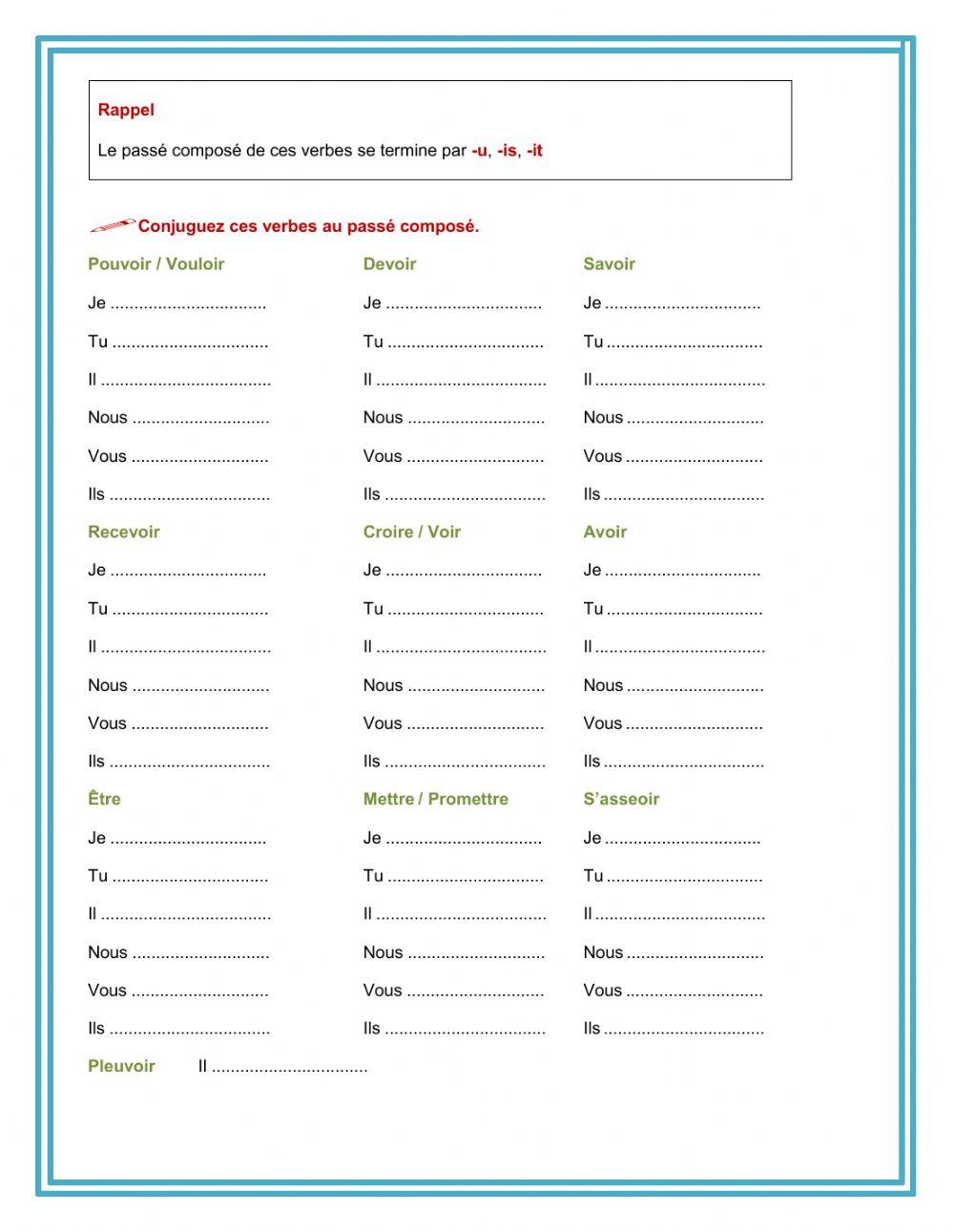 LE PASSÉ COMPOSE online exercise for | Live Worksheets