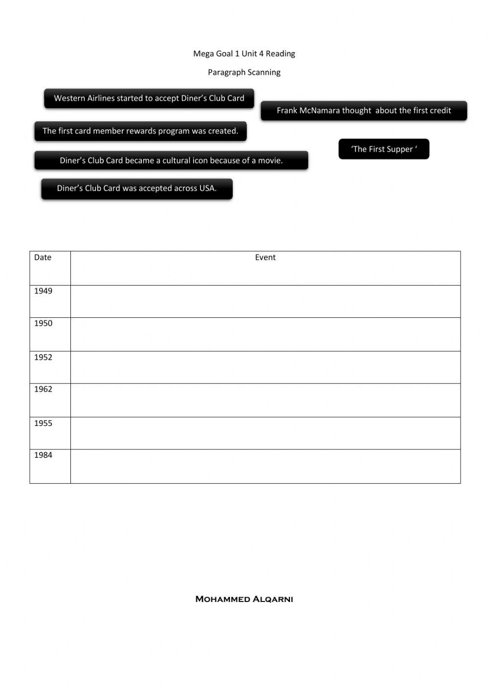 Mega Goal 1 Unit 4 Reading worksheet | Live Worksheets