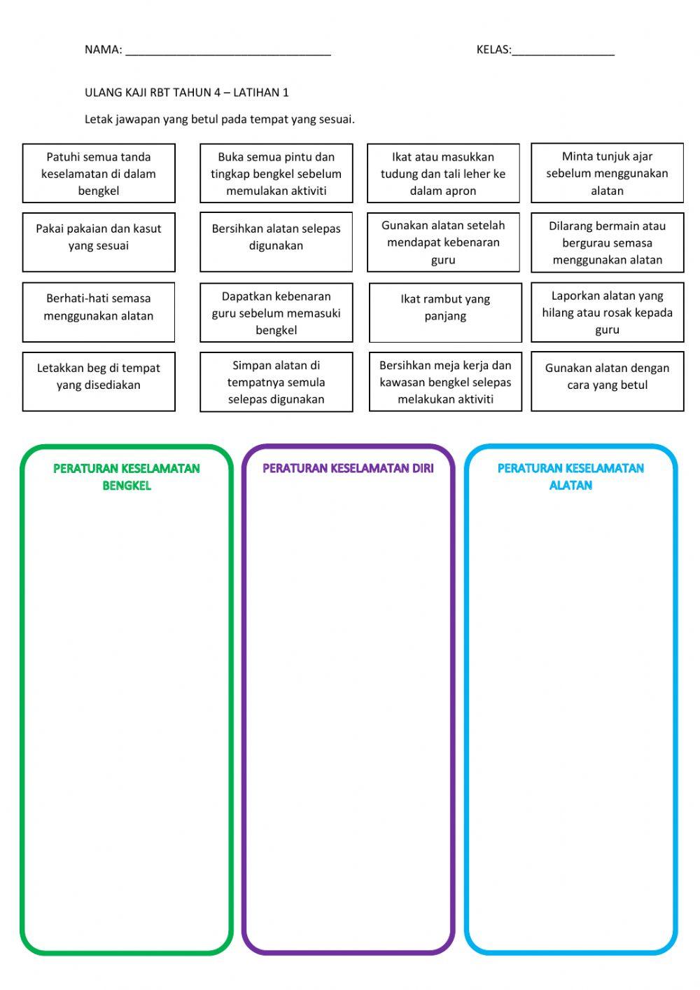 Ulangkaji RBT T… | Free Interactive Worksheets | 479367