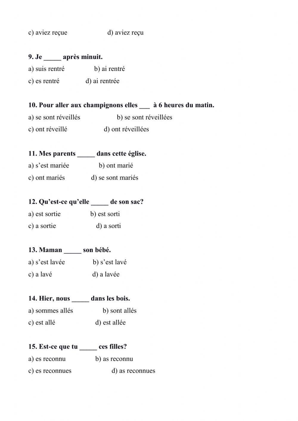 Revision passe compose 479706 | stacya | Live Worksheets