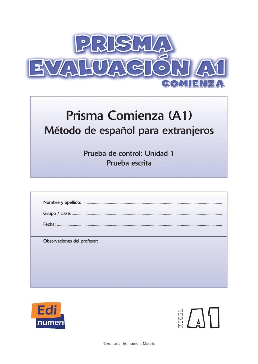 H0D Prisma A1 exam unidad 1 online exercise for | Live Worksheets