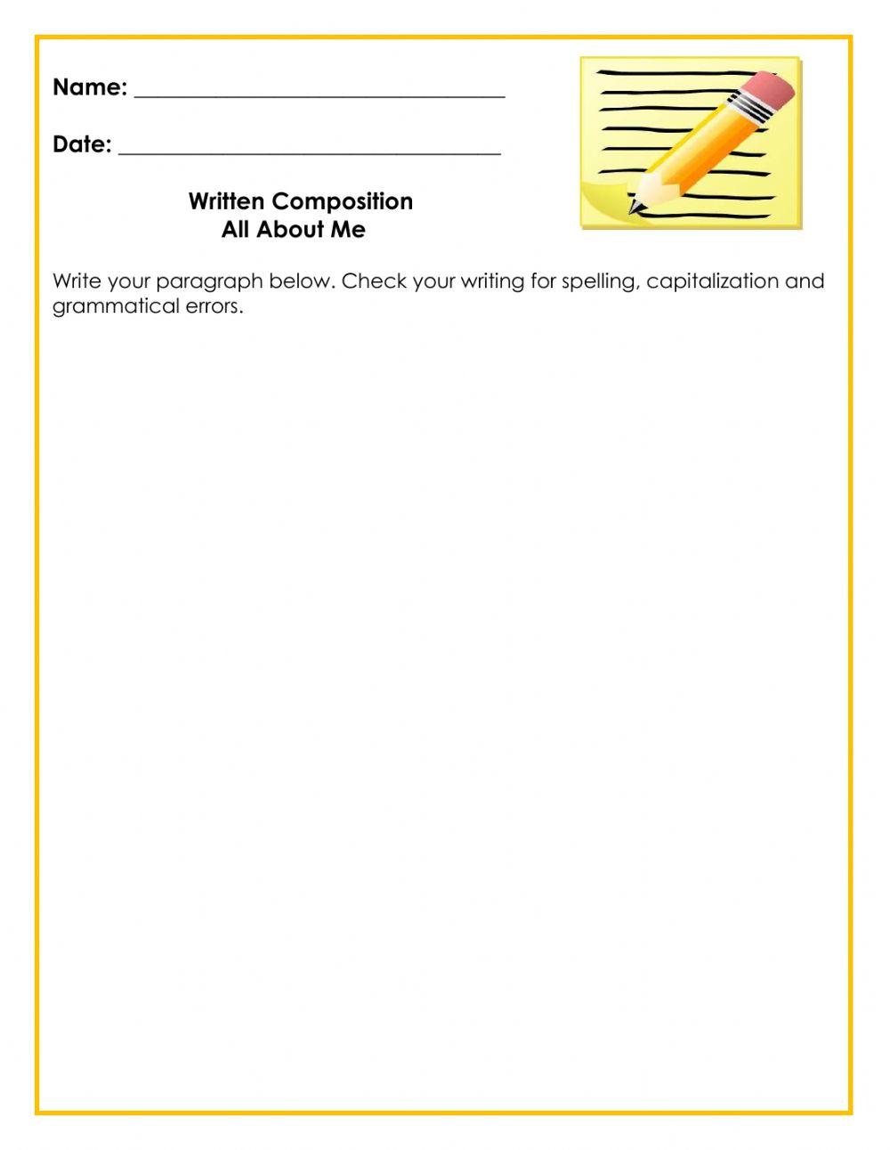 Composition-All About Me worksheet | Live Worksheets