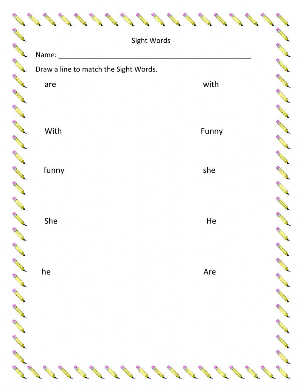 Sight Words online pdf worksheet | Live Worksheets