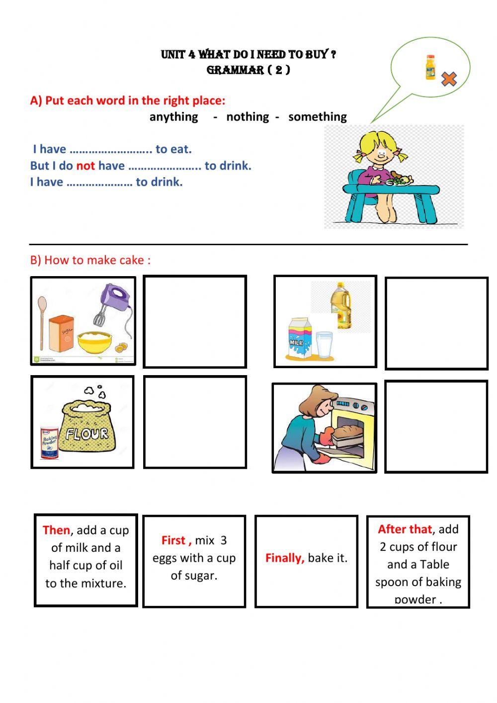 something , anything and nothing + first , then, after that and finally ...