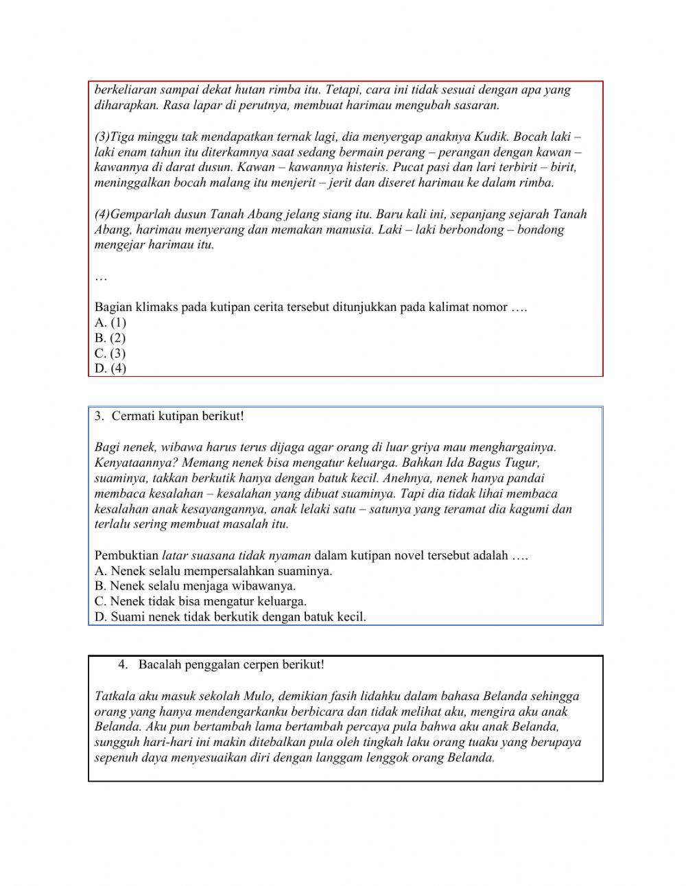 Cerpen activity | Live Worksheets