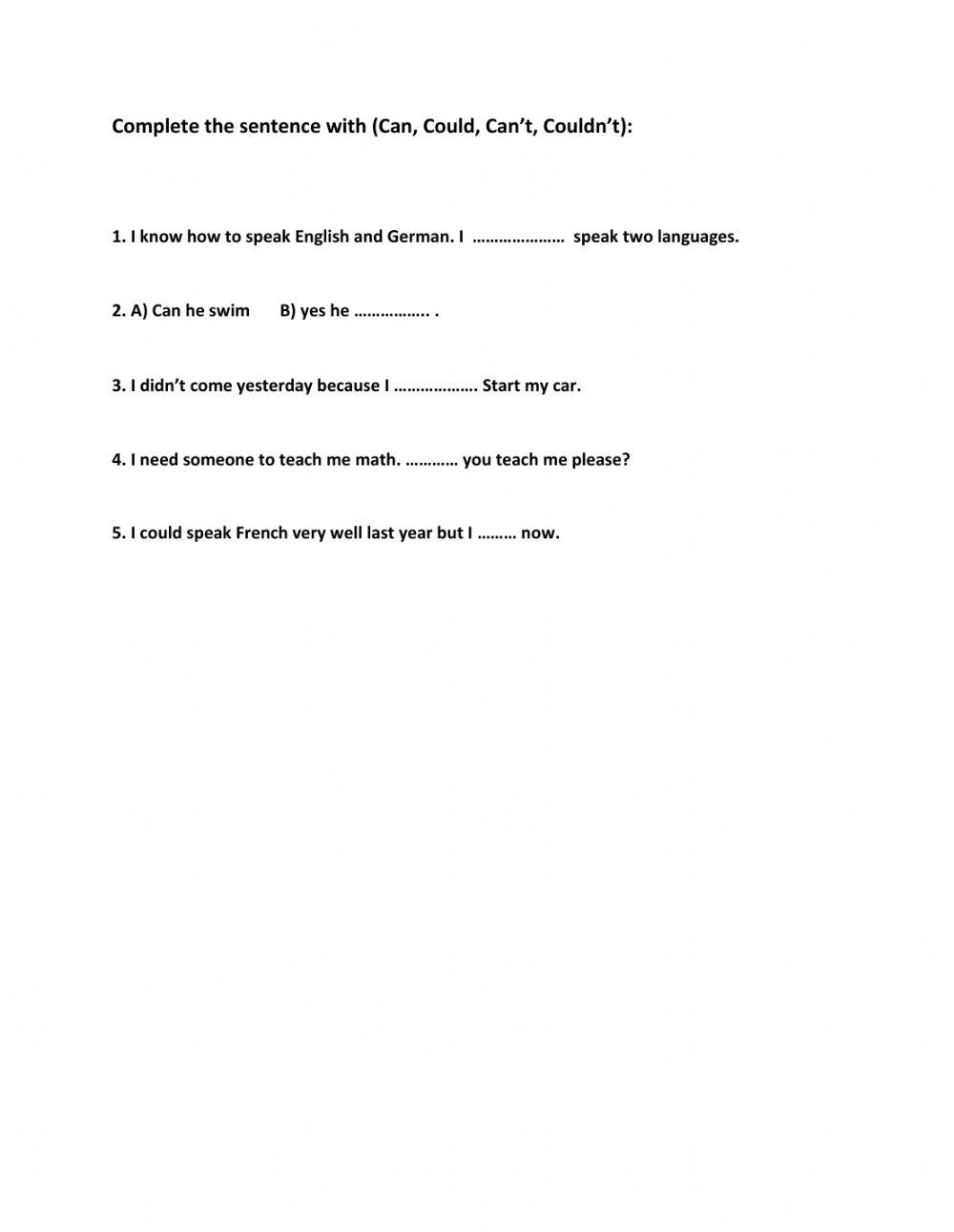 Modal of possibility worksheet | Live Worksheets