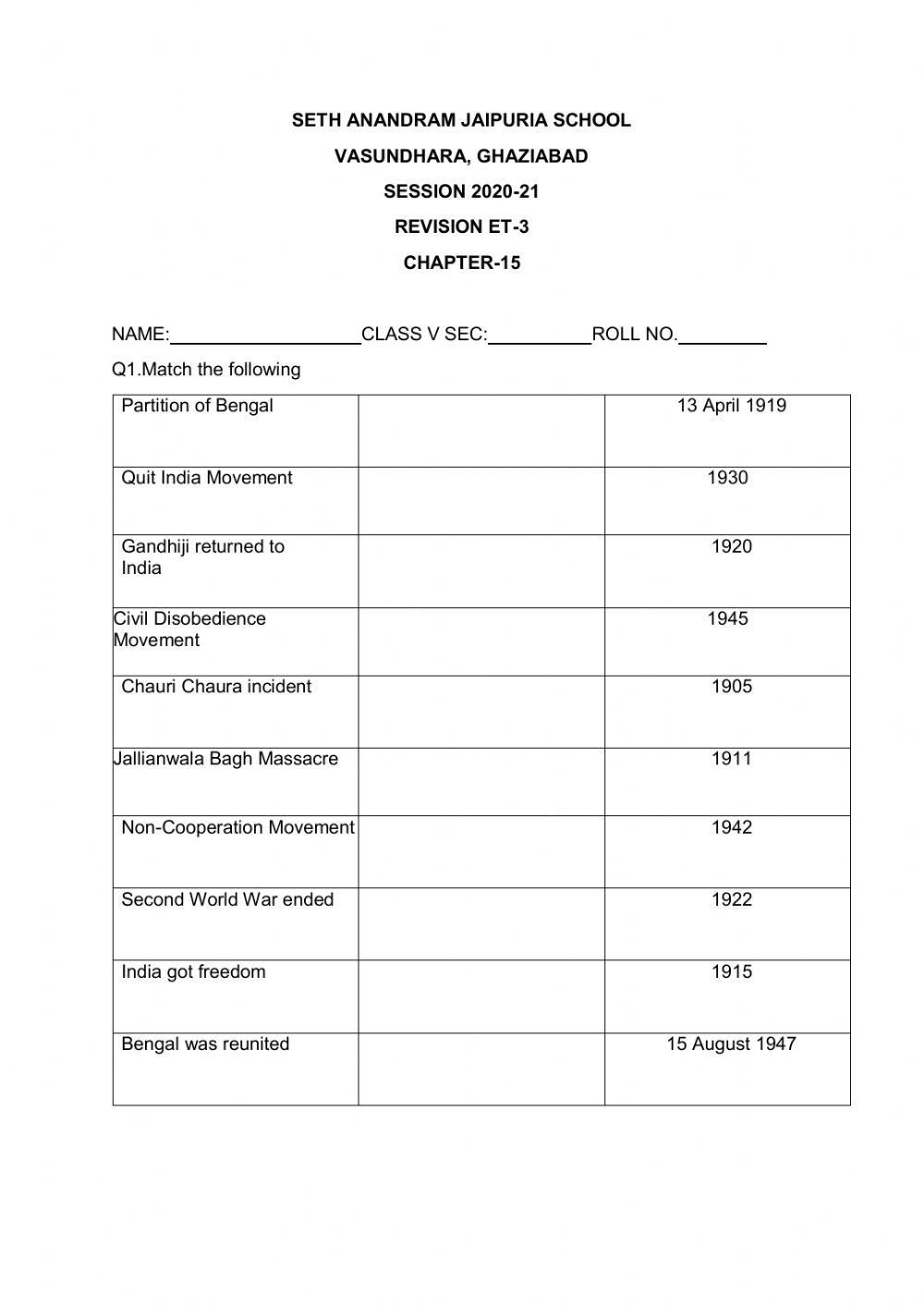revision ch-15 | NISHA | Live Worksheets