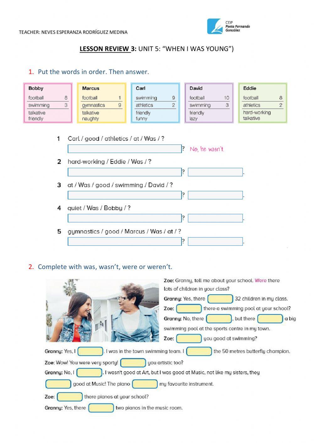 Grammar online exercise for 6 | Live Worksheets