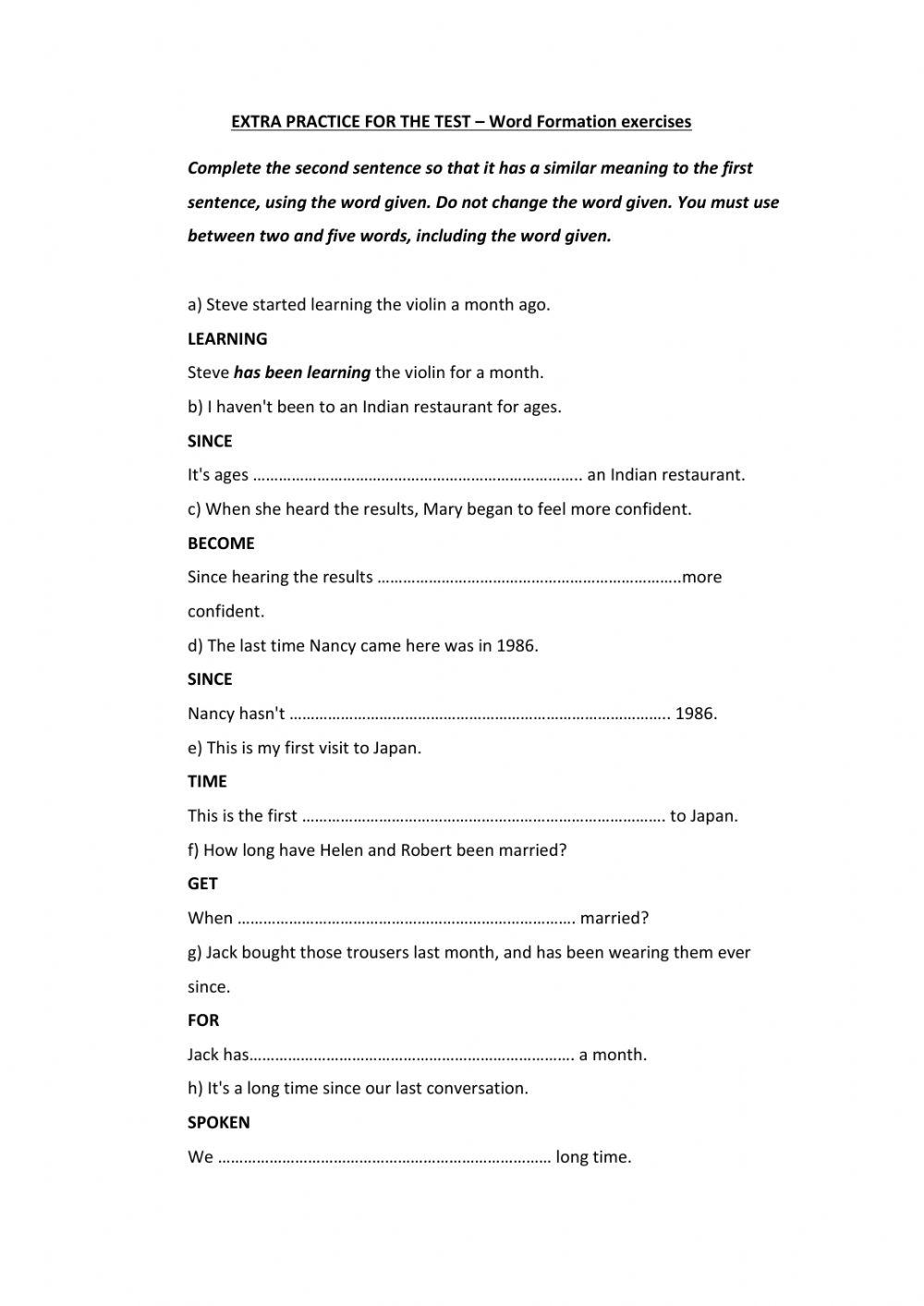 FCE Word Formation Exercises Worksheet Live Worksheets fce-word-formation-exercises-worksheet-live-worksheets