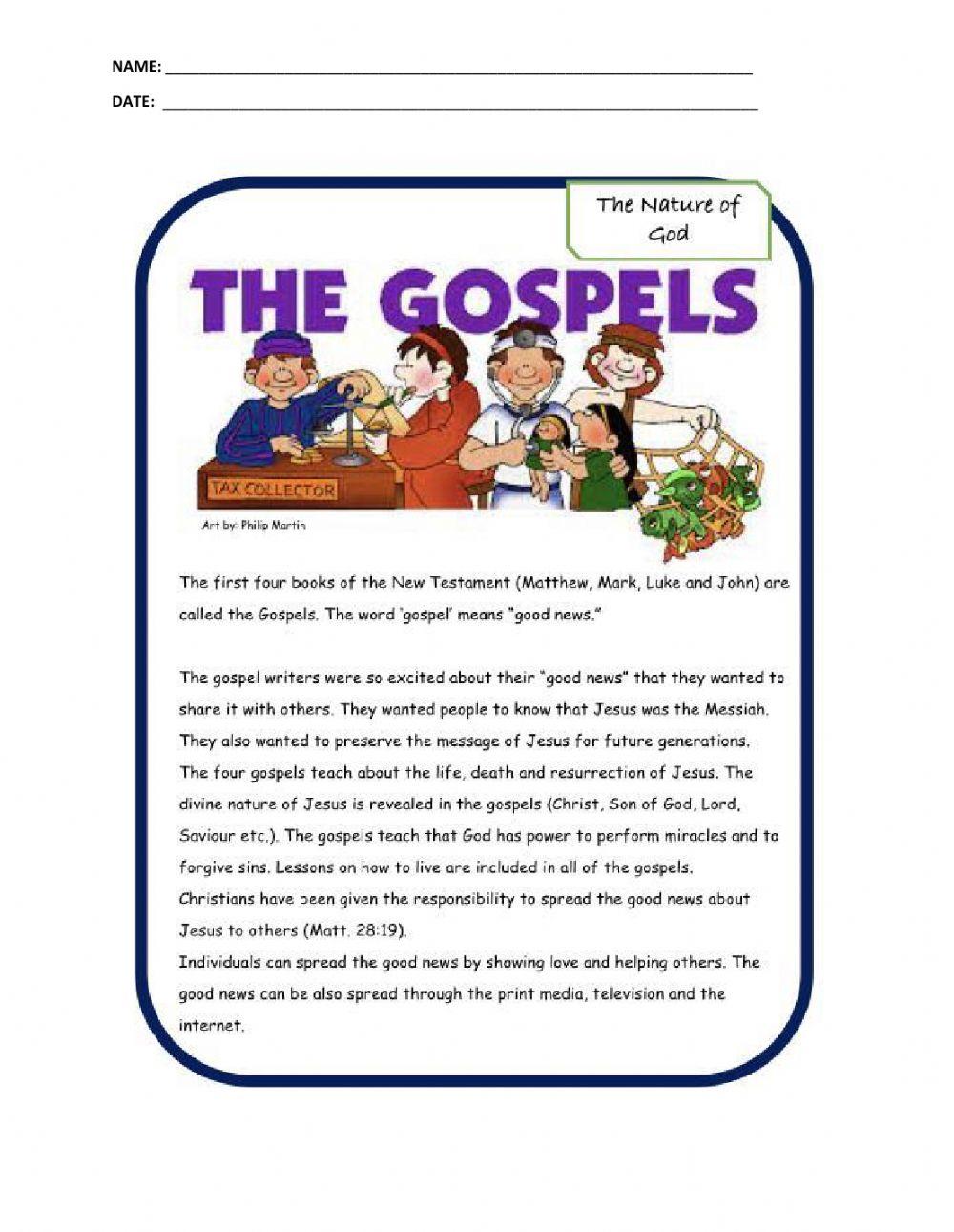 The Gospels | Free Interactive Worksheets | 483550