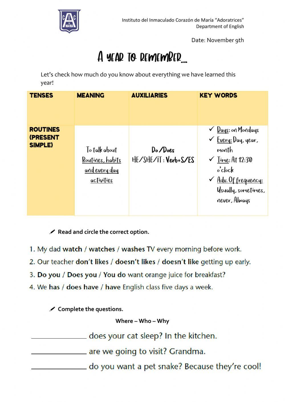 Revision Present Simple | Victoria Jacob | Live