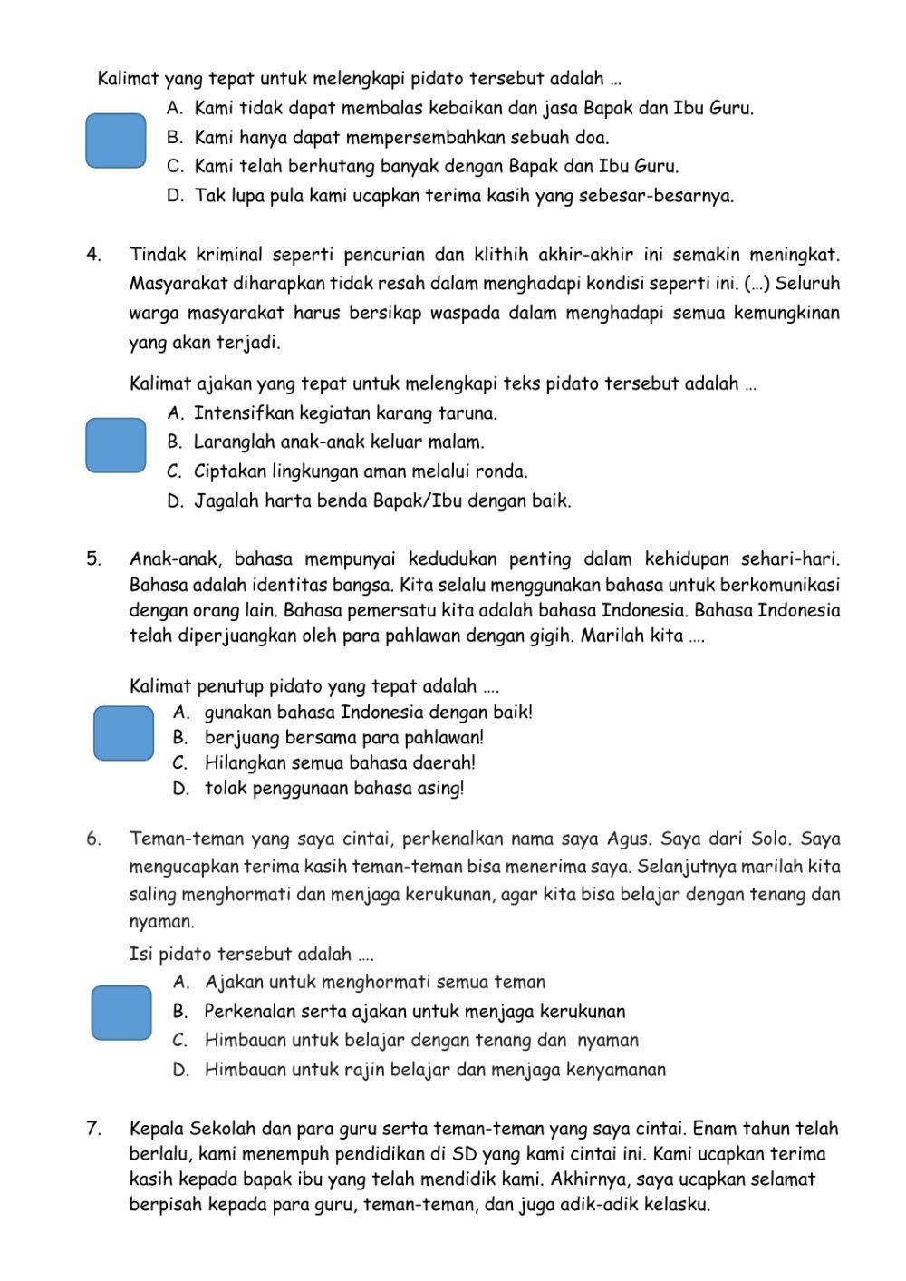 Isi pidato worksheet | Live Worksheets