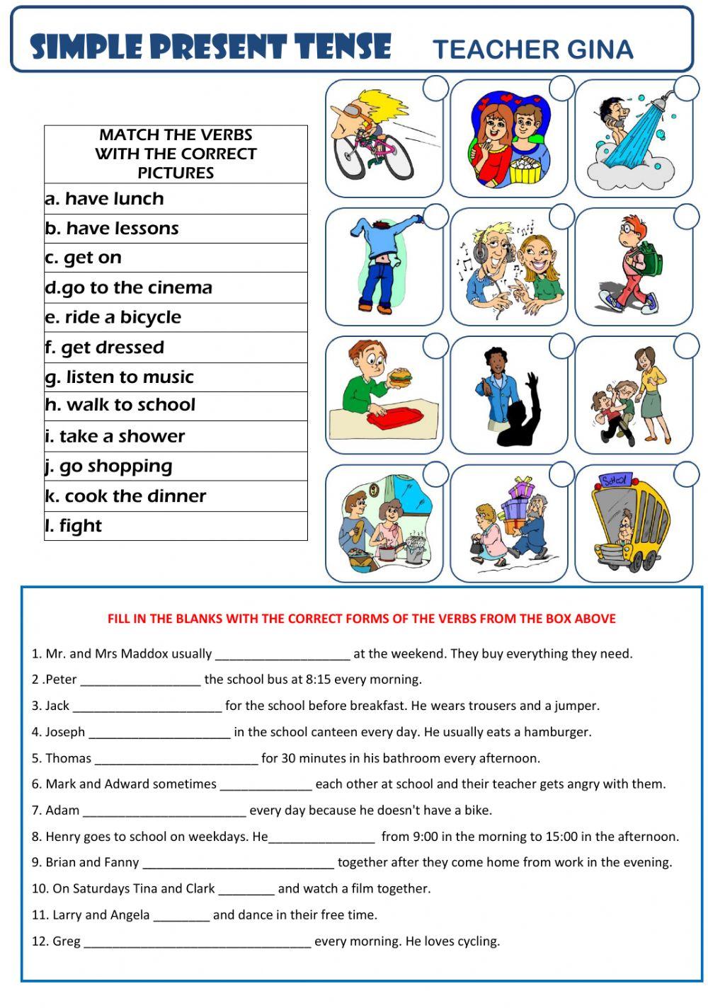 SIMPLE PRESENT WRITE THE MISSING VERB online exercise for | Live Worksheets