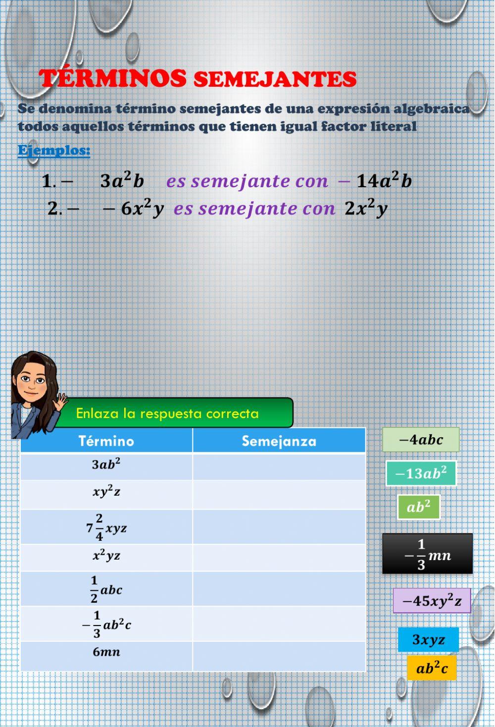 Términos semejantes online exercise | Live Worksheets