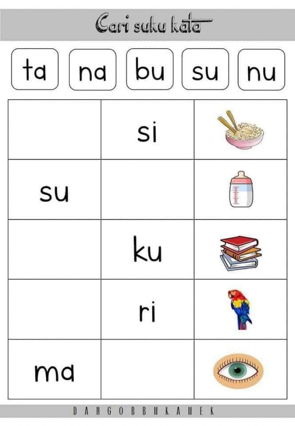 Cari suku kata | Free Interactive Worksheets | 484030