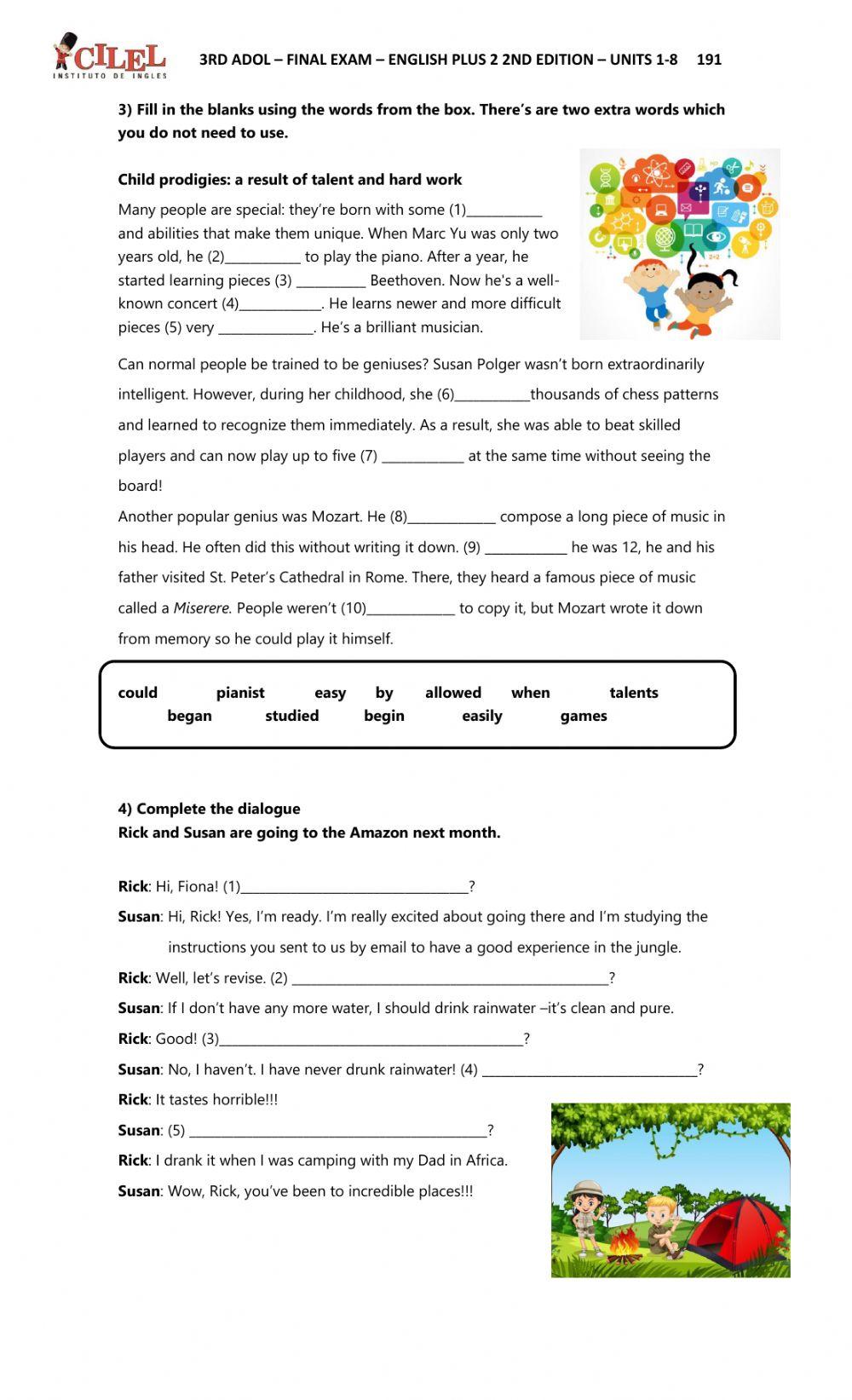 3rd adol final exam (mock exam) worksheet | Live Worksheets
