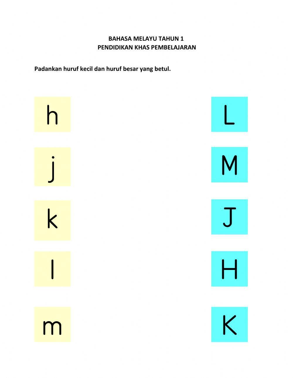 Padankan huruf kecil dan huruf besar (H-M) worksheet | Live Worksheets