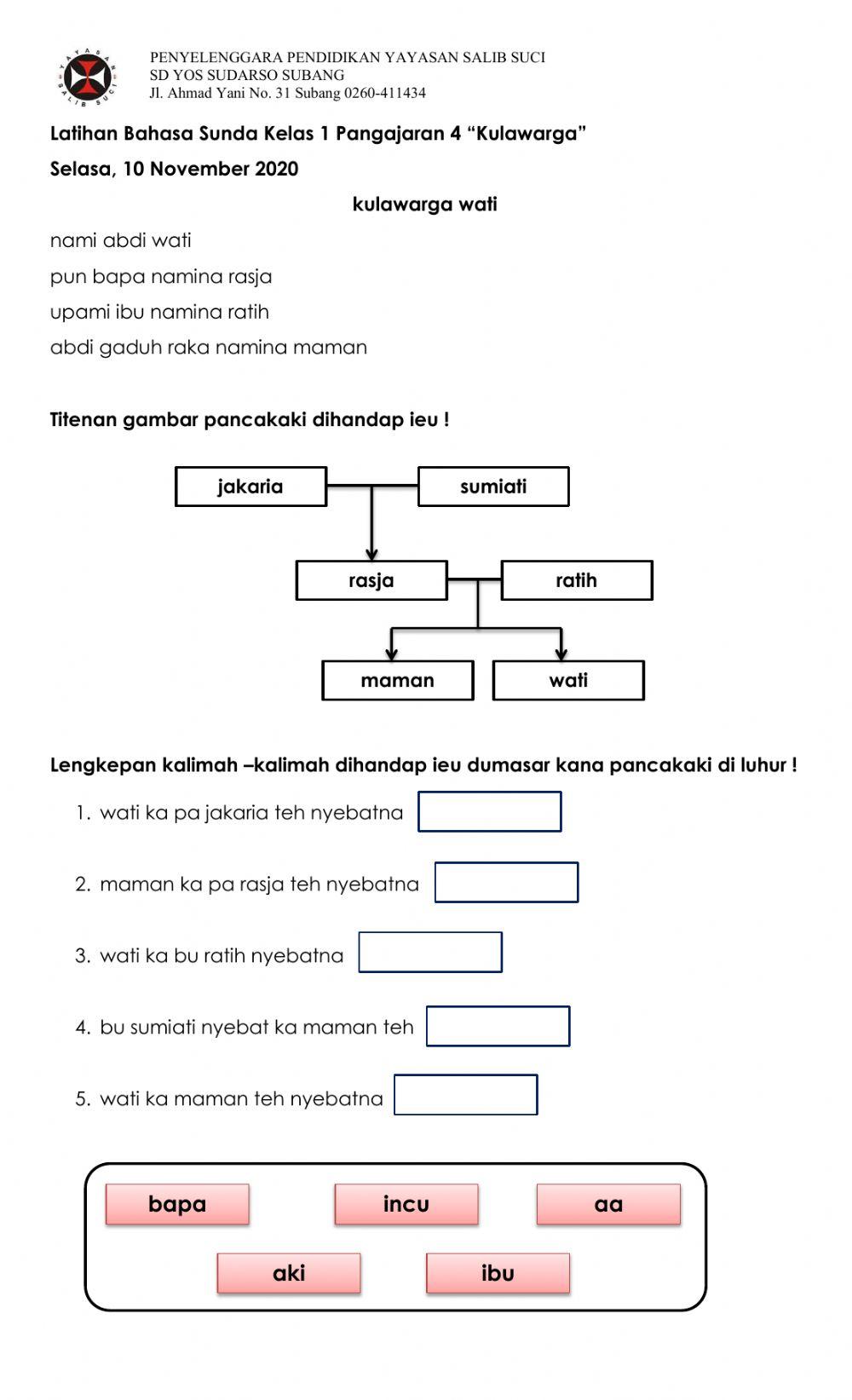 Istilah Pancakaki (Silsilah Keluarga) worksheet | Live Worksheets