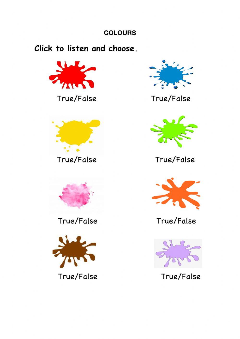 Colours (a) interactive worksheet | Live Worksheets