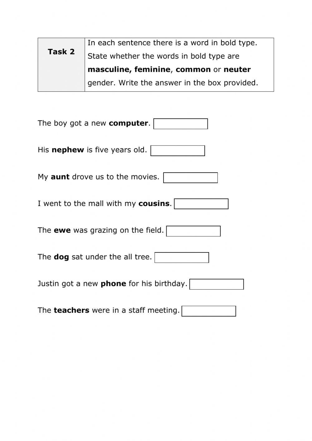 Pdf online worksheet: Grammar Test | Live Worksheets