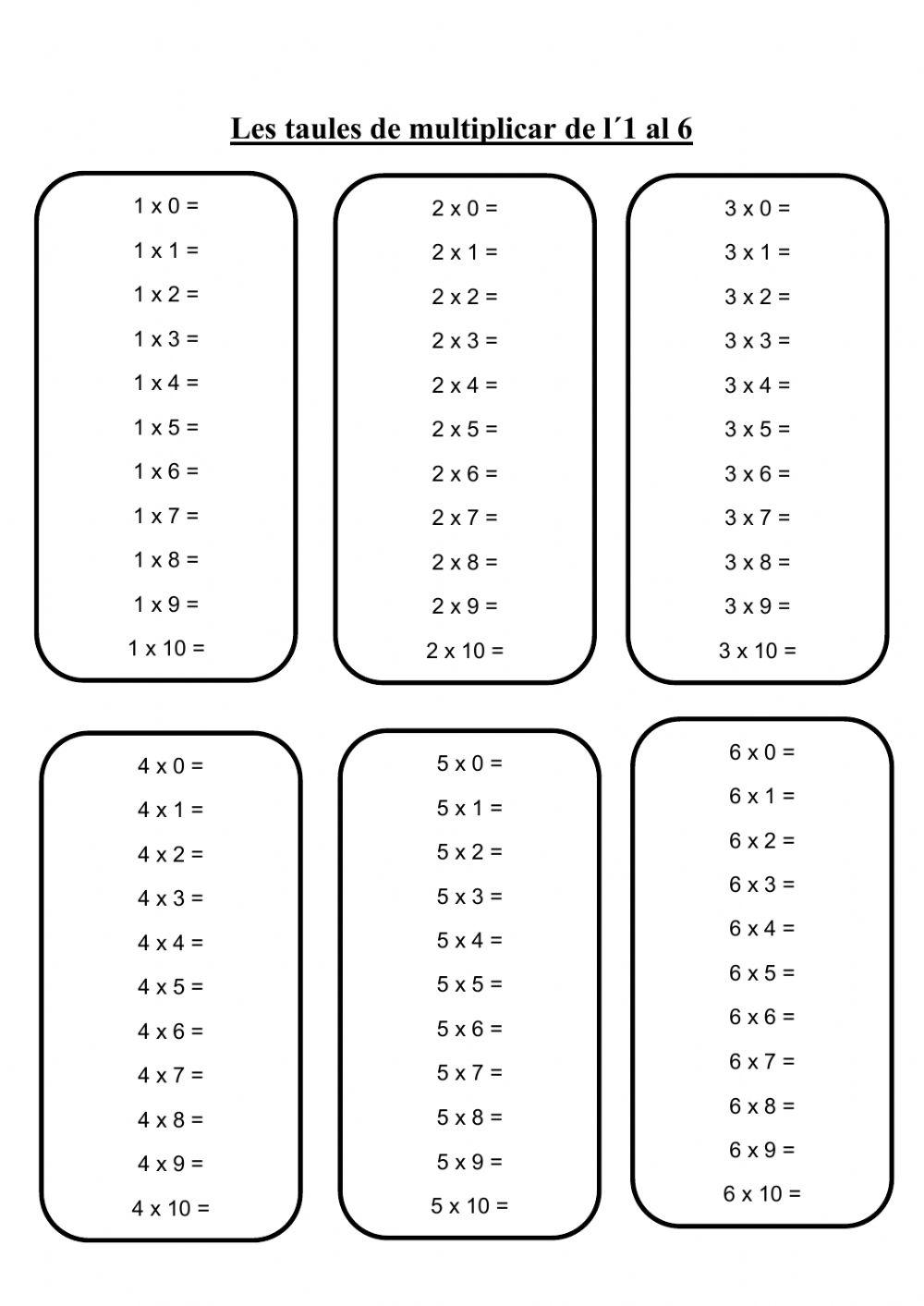 Taules de multiplicar online activity for Segon de primària | Live ... Taules de multiplicar online activity for Segon de primària | Live ...