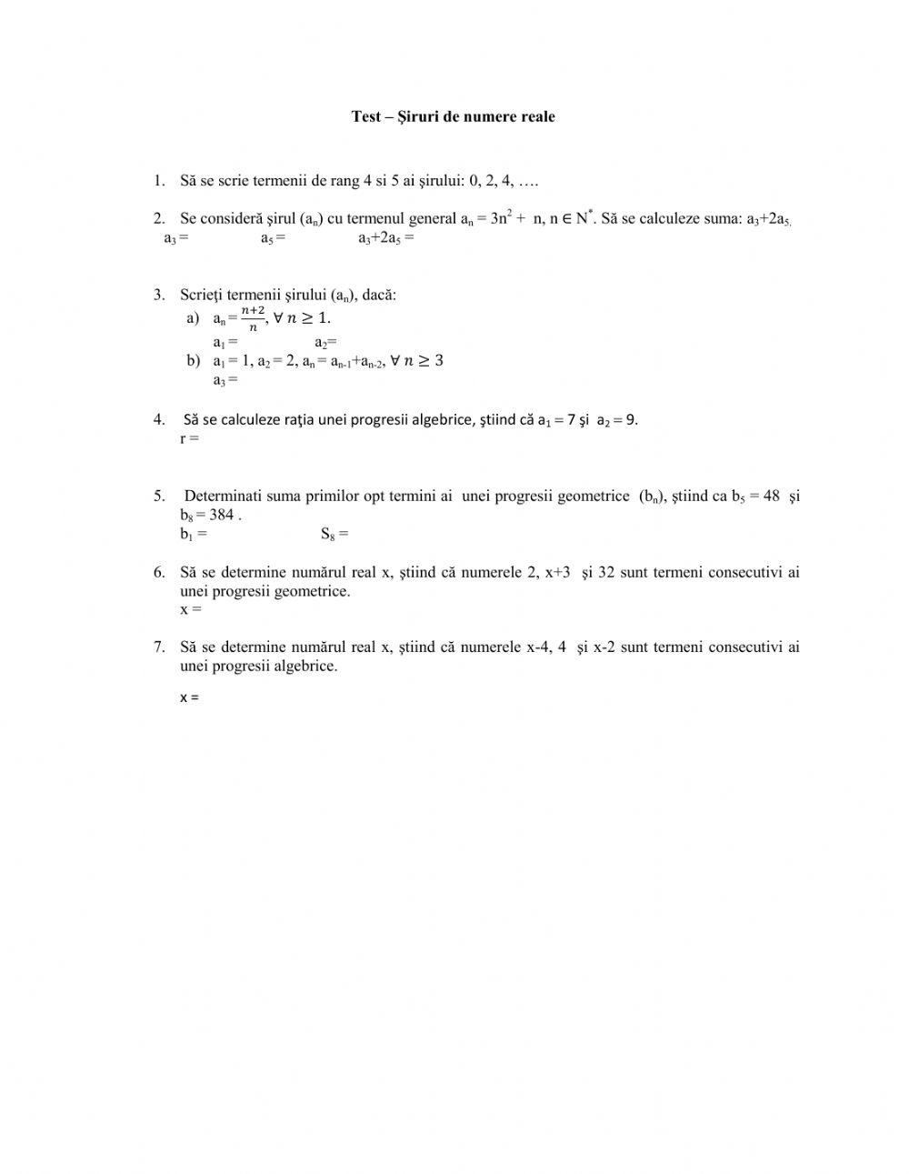 Siruri de numere interactive worksheet | Live Worksheets