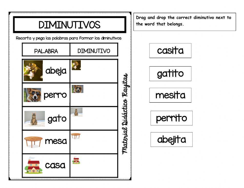 Diminutivos online worksheet for 1st | Live Worksheets