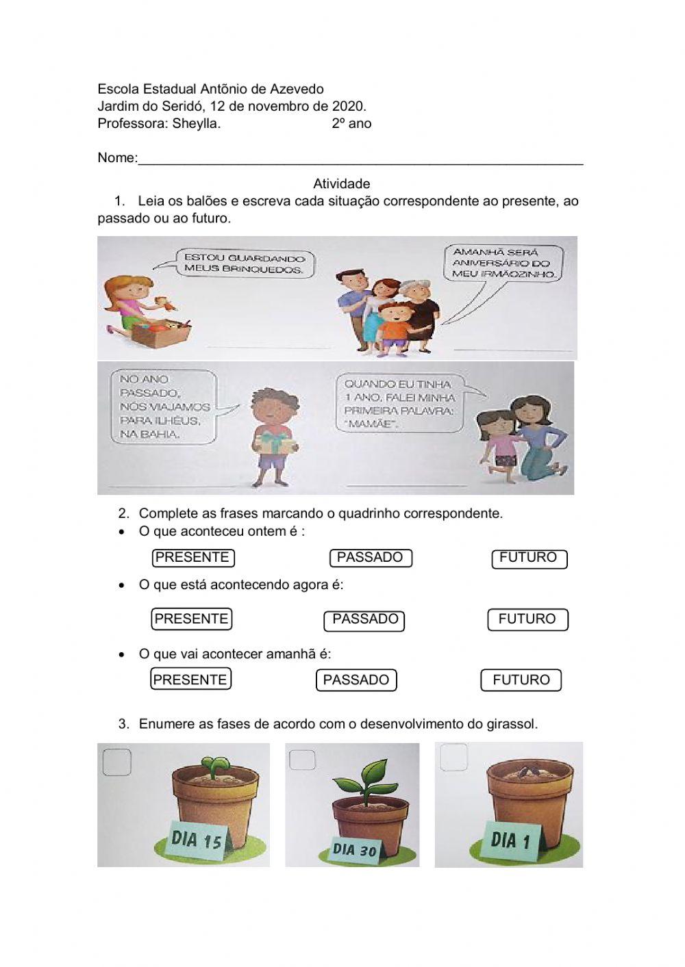 Atividades Presente Passado E Futuro Revoeduca