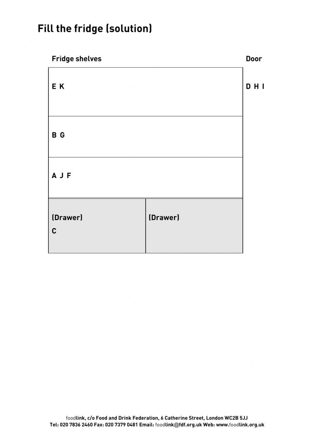 Where in the fridge online exercise for | Live Worksheets