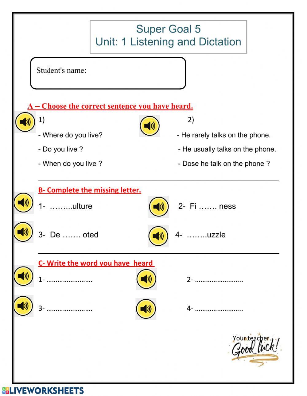 Unit1 exercise | Live Worksheets