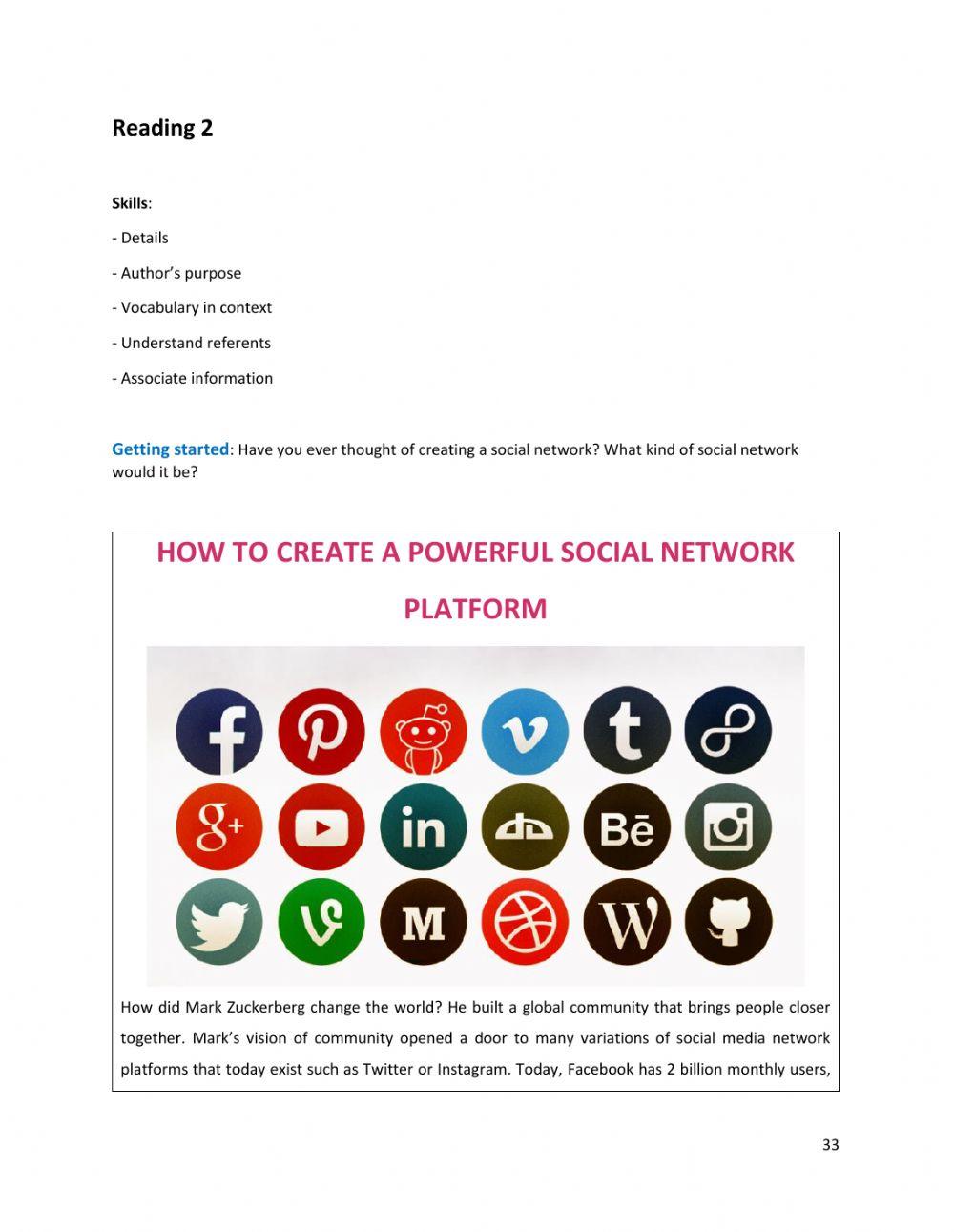 Unit 5 - Text 2: How to create a powerful social network