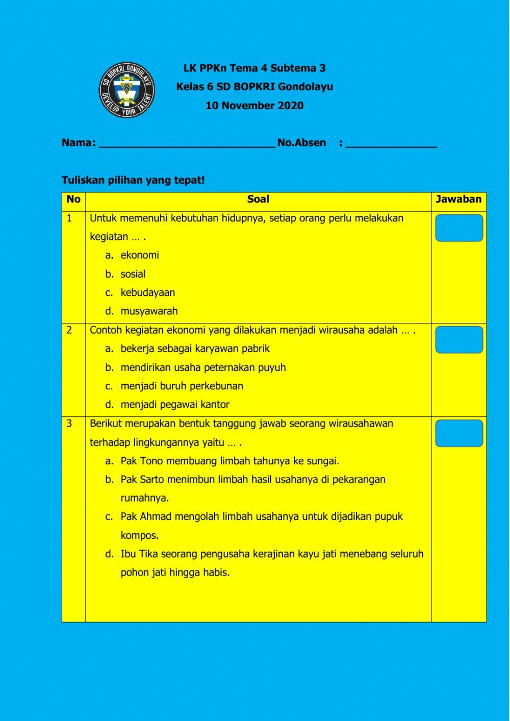 LK PPKn Tema 4 … | Free Interactive Worksheets | 487290