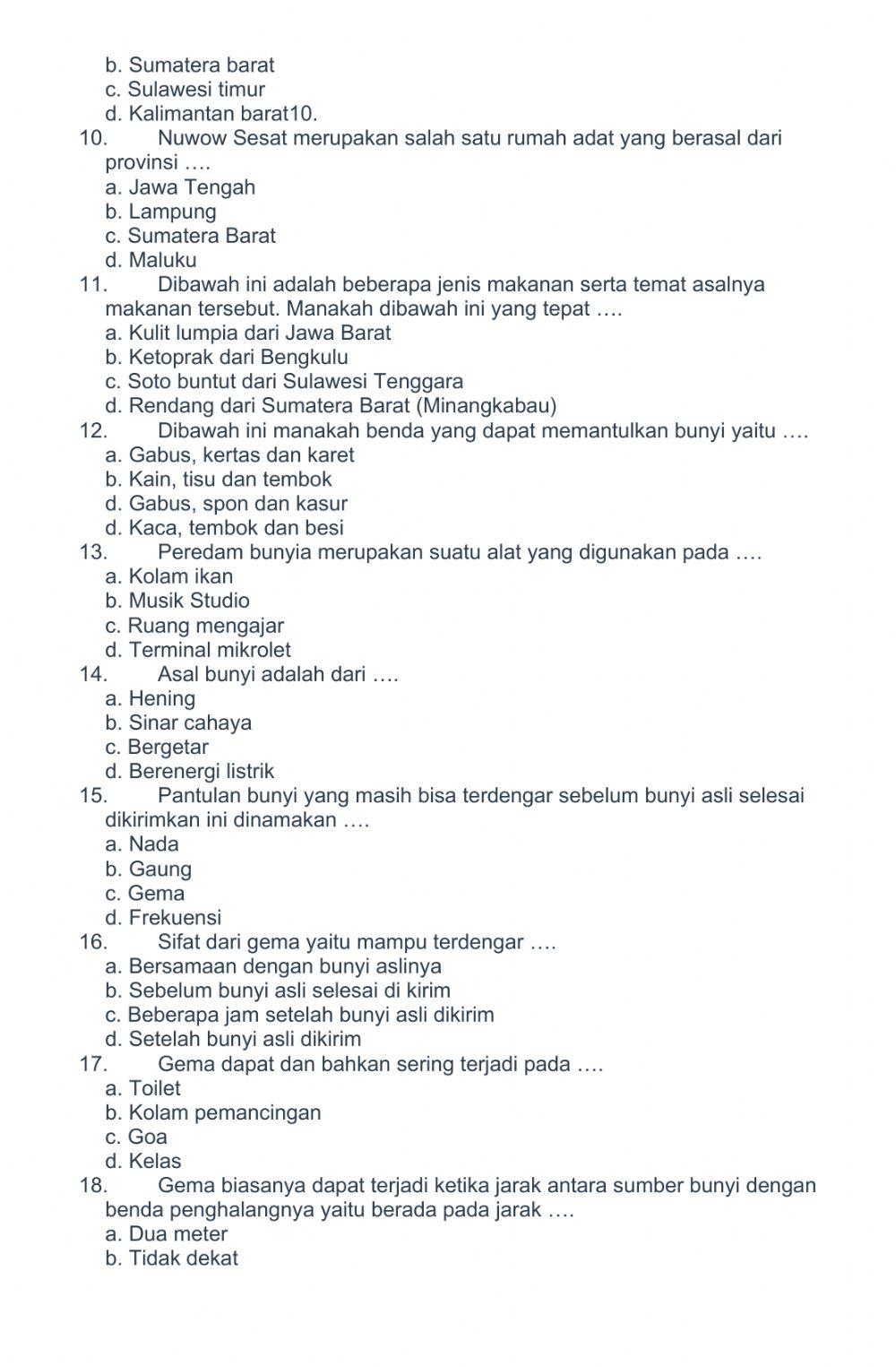 Tema 1B kelas 4 activity | Live Worksheets