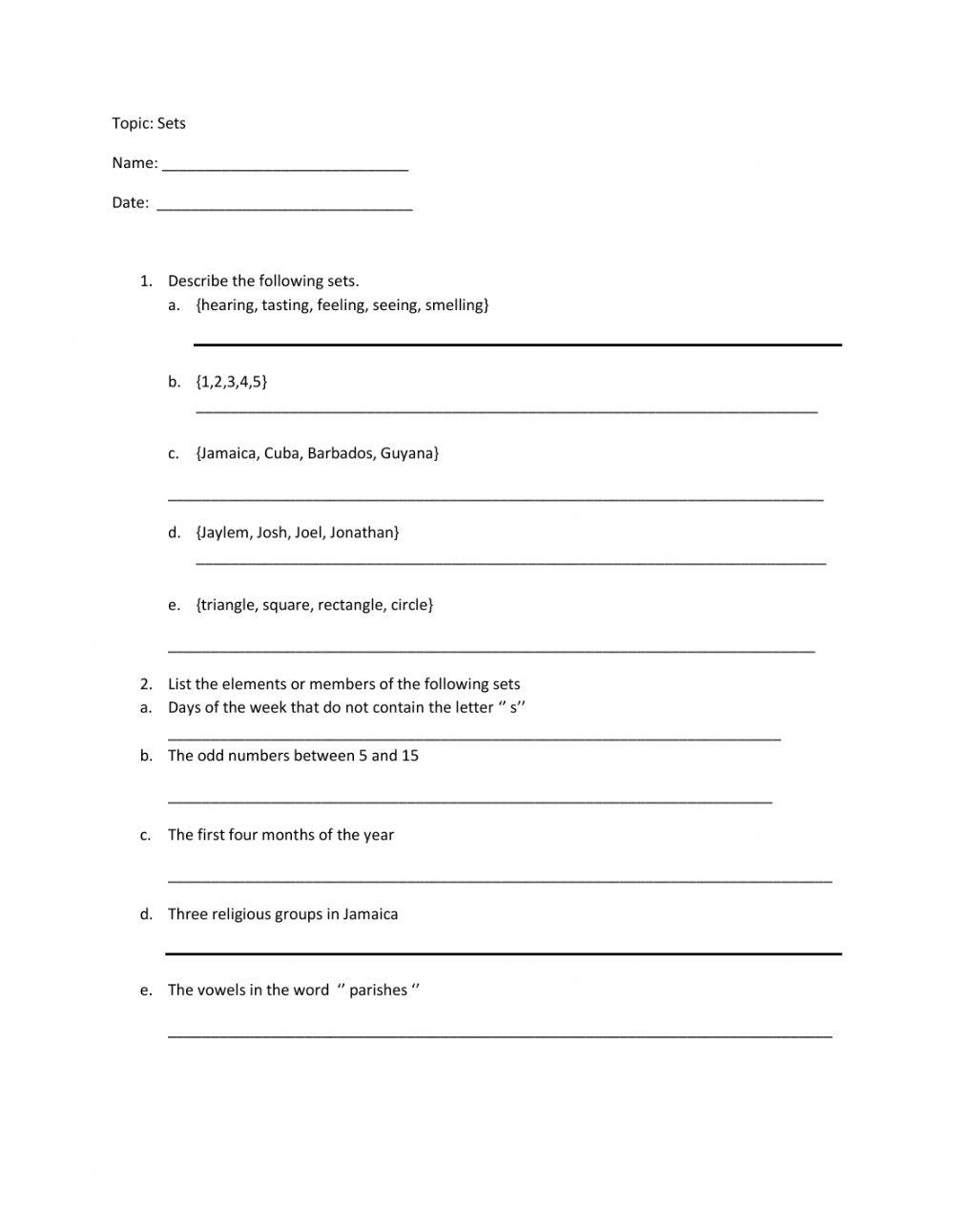 553053 | Sets | Sheron Richards | LiveWorksheets