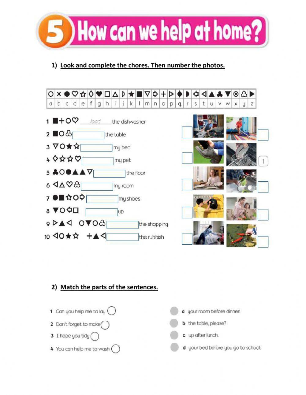 How can we help at home? Vocabulary online exercise for | Live Worksheets