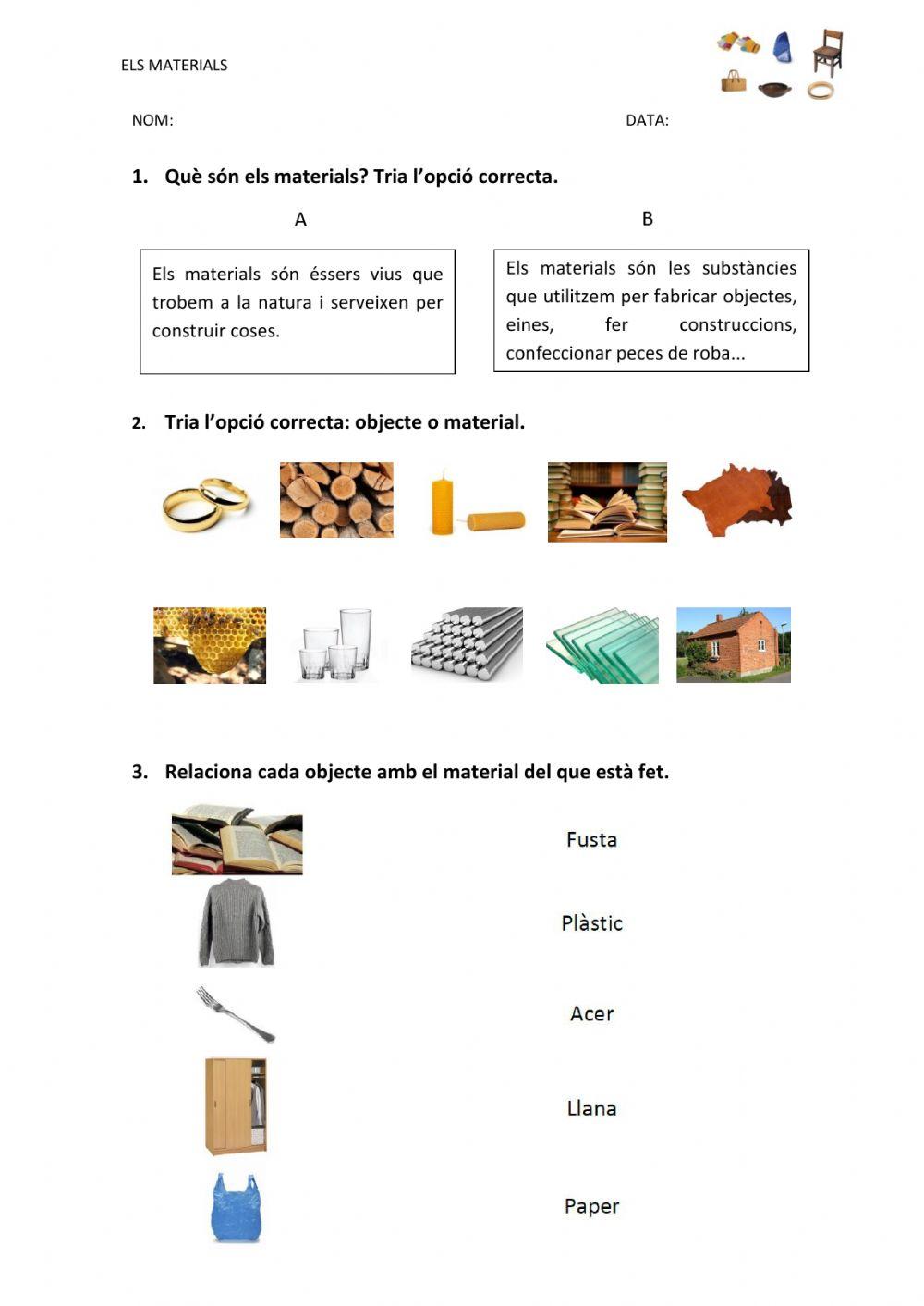 Els materials online worksheet | Live Worksheets