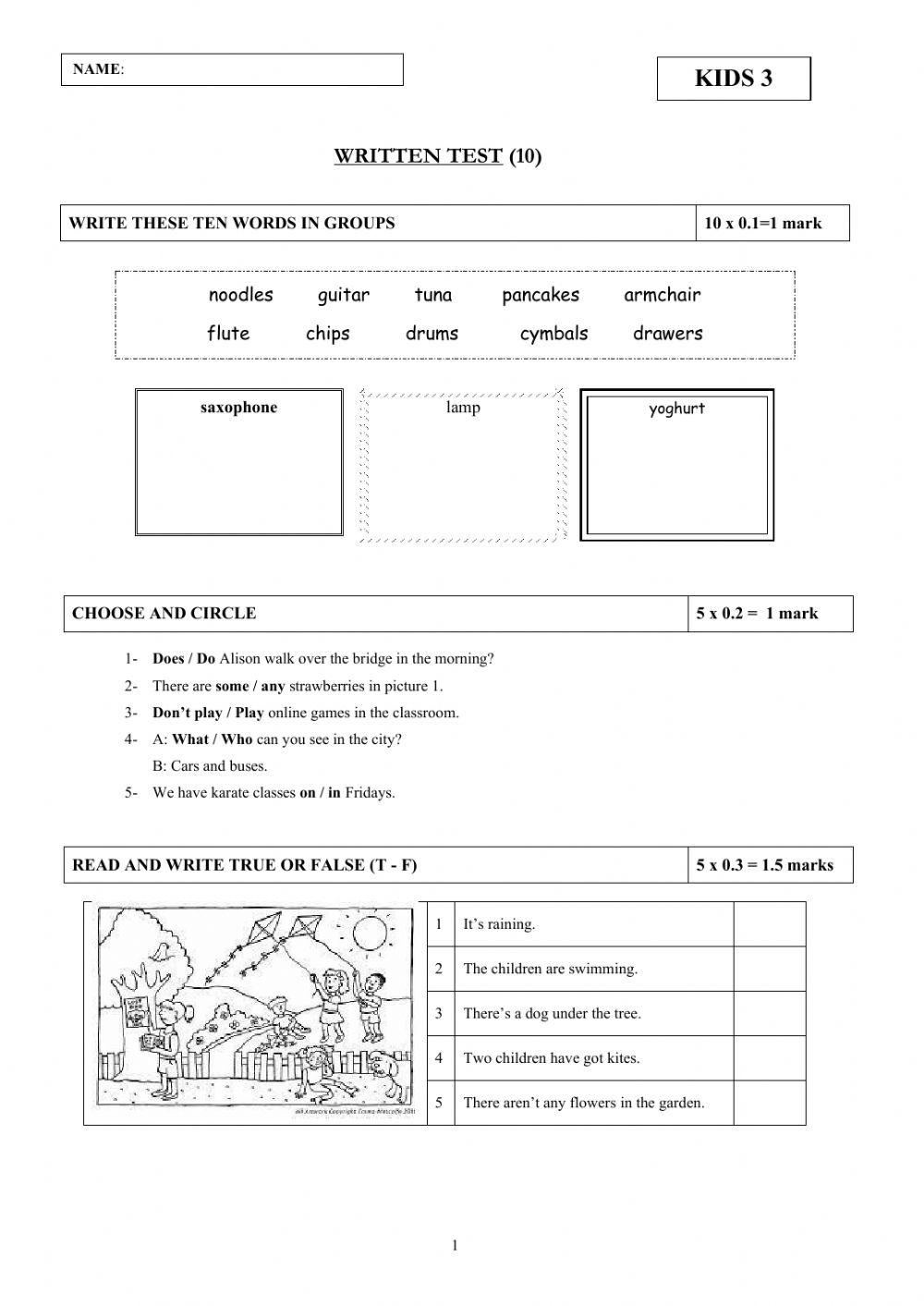 554262 | Kids 3 - Written Test (10) | NadiaMMorales