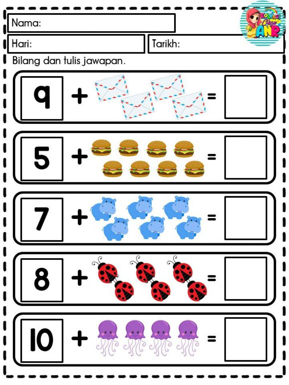 Operasi tambah 554572 | AISHAH NURAIN | Live Worksheets