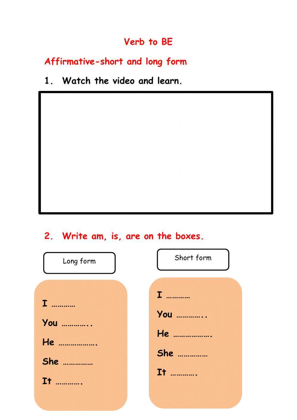 verb be 1 online exercise for | Live Worksheets