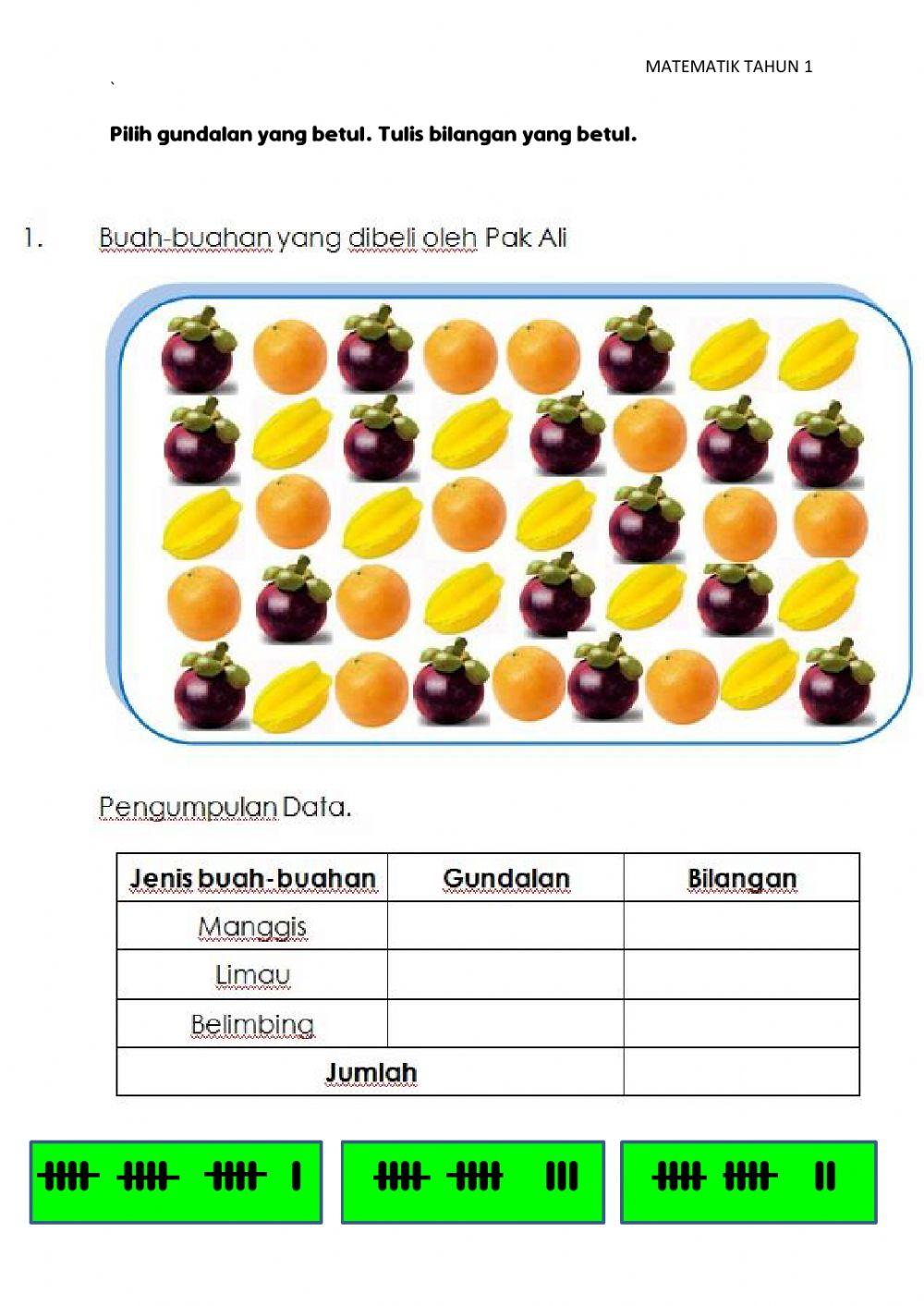 Pengumpulan data worksheet | Live Worksheets