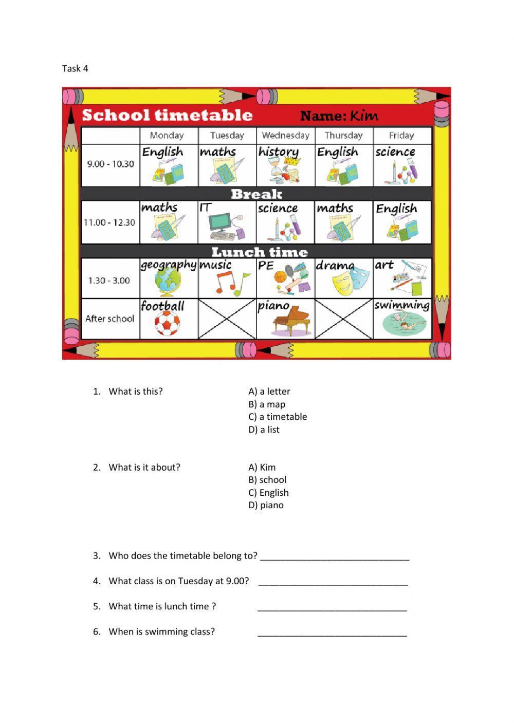 E1 Reading Exam… | Free Interactive Worksheets | 555402