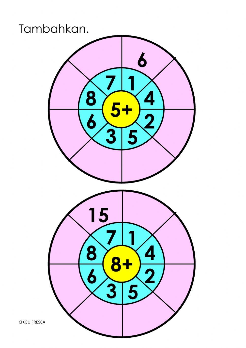 Operasi Tambah Matematik Awal exercise | Live Worksheets