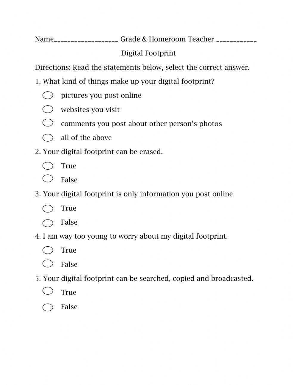 Digital Footprint online exercise for | Live Worksheets