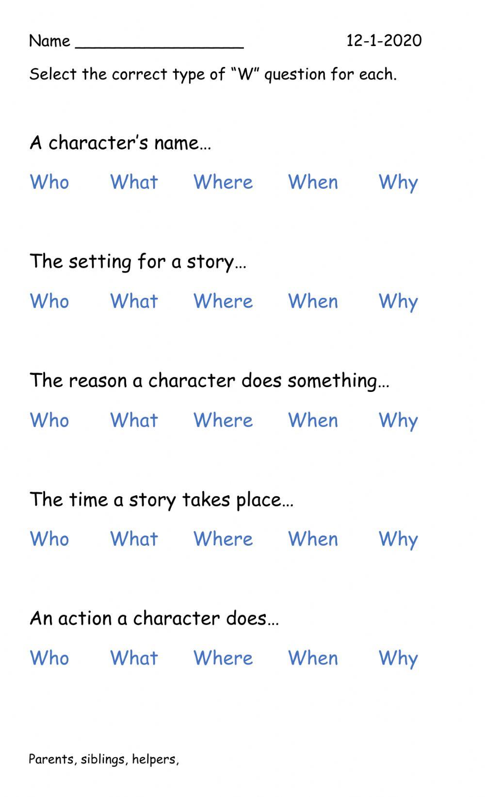 classify w ques… | Free Interactive Worksheets | 6287195